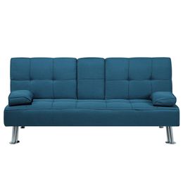 Beliani 3-SITZER-SCHLAFSOFA Polyester Blau Roxen