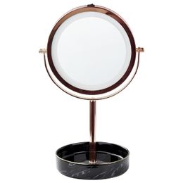 Beliani KOSMETIKSPIEGEL ros&eacute;gold/schwarz mit LED-Beleuchtung 20 cm Savoie