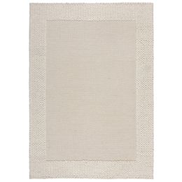 KADIMA DESIGN WOLLTEPPICH handgewebt CALDER, einfarbig, Beige, 160 x 230 cm
