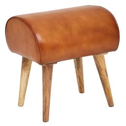 KADIMA DESIGN SITZHOCKER &ndash; Echtleder/Massivholz, 45x53x40 cm, 120 kg Belastbarkeit
