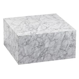 KADIMA DESIGN COUCHTISCH Wei&szlig; Hochglanz Marmor-Optik 60x30x60cm Quadratisch