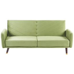 Beliani 3-SITZER-SCHLAFSOFA Samtstoff Olivgr&uuml;n Senja