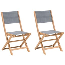 Beliani GARTENSTUHL 2er-Set Akazienholz hellbraun Cesana