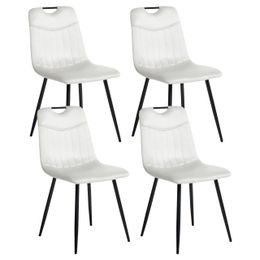 Beliani ESSZIMMERSTUHL 4er-Set Cremewei&szlig; Argyle