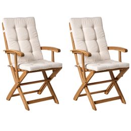 Beliani GARTENSTUHL 2er-Set Hellbeige Maui Premium
