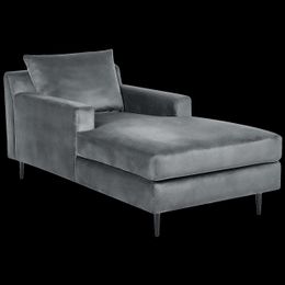 Beliani CHAISELONGUE Samtstoff grau/schwarz Gueret