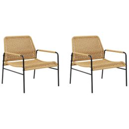 Beliani GARTENST&Uuml;HLE 2er-SET aus Rattan Natur Prasimo