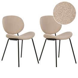 Beliani ESSZIMMERSTUHL 2er-Set Boucl&eacute; Taupe Luana