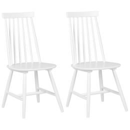 Beliani ESSZIMMERSTUHL 2er-Set Gummibaumholz Wei&szlig; Burbank