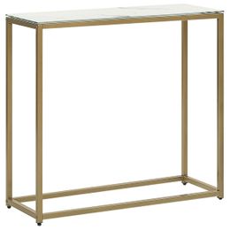 Beliani KONSOLENTISCH Marmor Optik wei&szlig;/gold Delano