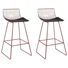 Beliani BARSTUHL 2er-Set Metall Ros&eacute;gold Fredonia