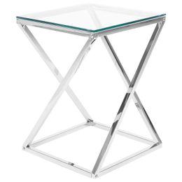 Beliani BEISTELLTISCH Glas Silber Beverly