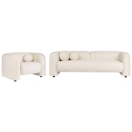 Beliani 4-SITZER-SOFA Set Samtstoff cremewei&szlig; Leiren