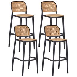 Beliani BARST&Uuml;HLE 4er-Set Beige Plose