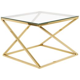 Beliani COUCHTISCH Glas Gold quadratisch 60/60 cm Beverly