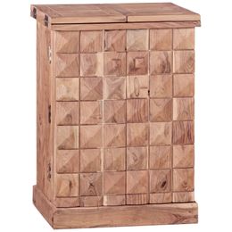 KADIMA DESIGN BARSCHRANK aus Massivholz mit T&uuml;ren und integrierter Weinaufbewahrung SAAR, Beige 65x50x91 cm