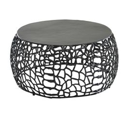 KADIMA DESIGN COUCHTISCH mit Aststruktur, lackiertes Aluminium, handgefertigt, Ablagefl&auml;che, Schwarz 66x66x30 cm
