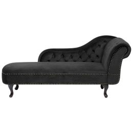 Beliani CHAISELONGUE Samtstoff schwarz rechtsseitig Nimes