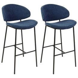 Beliani BARST&Uuml;HLEN 2er-Set Marineblau Kiana
