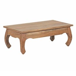 KADIMA DESIGN COUCHTISCH KANADA in Opium-Form aus Massivholz Akazie handgefertigt, Beige 110x60x40 cm
