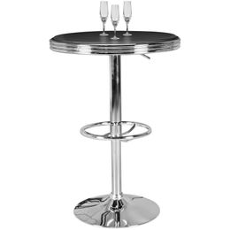 KADIMA DESIGN BARTISCH &ndash; Retro-Stil, h&ouml;henverstellbar, Aluminiumoptik, Kunstleder