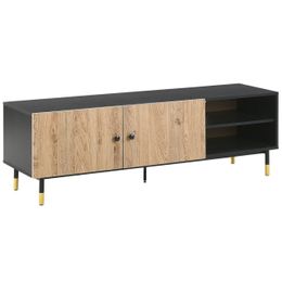 Beliani TV-M&Ouml;BEL Schwarz, Hellbraun, Gold ABILEN 40/150/48 cm