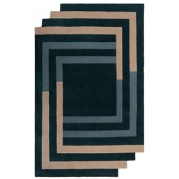 KADIMA DESIGN WOLLTEPPICH HALLEIN, geometrisch, T&uuml;rkis-Beige, 200 x 290 cm