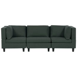 Beliani 3-SITZER-SOFA Leinenoptik dunkelgr&uuml;n Unstad