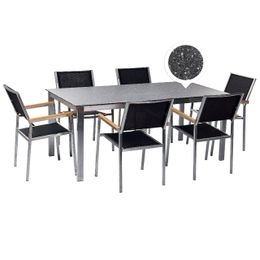 Beliani GARTENM&Ouml;BEL SET 6-Sitzer Keramik-Glas Textil schwarz Cosoleto/Grosseto