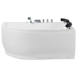 Beliani WHIRLPOOL-BADEWANNE mit LED 113x160x63 cm wei&szlig; Paradiso