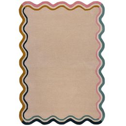 KADIMA DESIGN TEPPICH aus Wolle WINCH in Beige, mit Bord&uuml;re, 200 x 290 cm