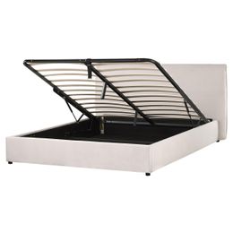 Beliani POLSTERBETT 160/200cm Cremewei&szlig; Lavaur