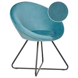 Beliani SESSEL Samtstoff hellblau/schwarz rund Floby II