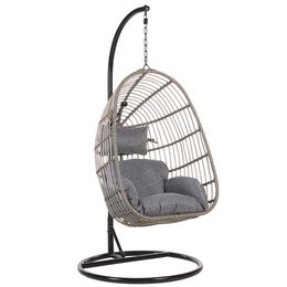 Beliani H&Auml;NGESESSEL mit Gestell PE Rattan grau 97 cm Casoli