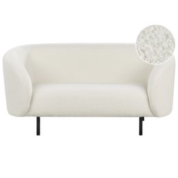 Beliani 2-SITZER-SOFA Boucl&eacute; wei&szlig;/schwarz Loen