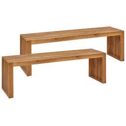 Beliani GARTENB&Auml;NKE Heller Holzfarbton Sulzano