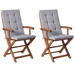 Beliani GARTENSTUHL 2er-Set Hellgrau Maui Premium