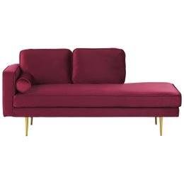 Beliani CHAISELONGUE Samtstoff dunkelrot linksseitig Miramas