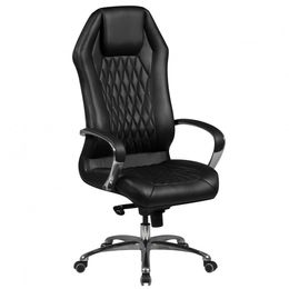 KADIMA DESIGN CHEFSESSEL Echtleder mit Multiblockwippmechanik, Lendenwirbelst&uuml;tze und Aluminiumfu&szlig;kreuz MILANO, Schwarz 70x67x136 cm