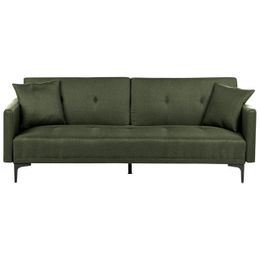 Beliani 3-SITZER-SCHLAFSOFA dunkelgr&uuml;n/schwarz Lucan