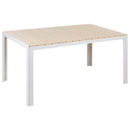Beliani GARTENTISCH Kunstholz beige/wei&szlig; 150/90 cm Como