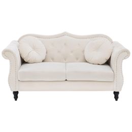 Beliani 2-SITZER-SOFA Samtstoff Beige Skien