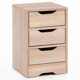 KADIMA DESIGN NACHTTISCH 3 Schubladen Modern Kratzfest Wasserabweisend, Beige 31x31x49 cm