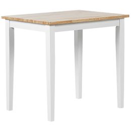 Beliani ESSTISCH Holz hellbraun/wei&szlig; 80/60 cm Battersby
