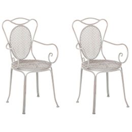 Beliani GARTENSTUHL 2er-Set Metall hellgrau Cilento