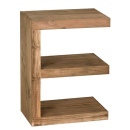 KADIMA DESIGN BEISTELLTISCH Massivholz E-Konstruktion Cubeform Handgefertigt NAKO, Beige 45x30x60 cm