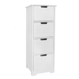 KADIMA DESIGN BADKOMMODE Wei&szlig; 30x83x30 cm im Landhausstil mit 4 Schubladen und Ablagefl&auml;che