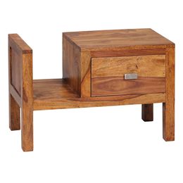 KADIMA DESIGN NACHTTISCH &ndash; Massivholz, Landhausstil, 60x30x40 cm, Schublade & Ablage