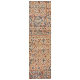 KADIMA DESIGN JUTETEPPICH handgewebt AVILL, im Boho-Stil, Natur-Blau, 60 x 230 cm
