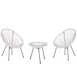 Beliani BALKONSET 2-Sitzer Rattan wei&szlig; Acapulco II